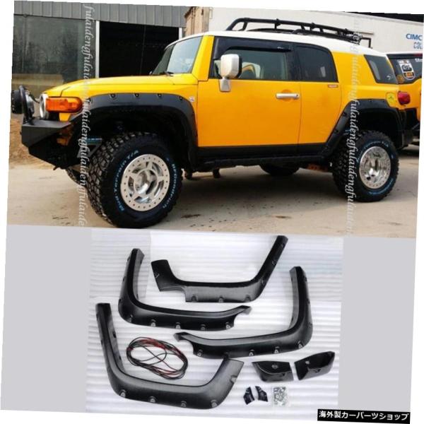 トヨタFJクルーザー2007-2019用ABSポケットリベットスタイルホイールフェンダーフレアブラックカーアクセサリー For Toyota FJ Cruiser 2007-2019 ABS Pocket-Riveted Style Whe...