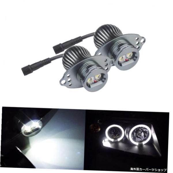 ANGRONG 2x 20W LEDヘッドライトエンジェルアイズハローリングライトバルブ（ハロゲンライト付き）6000Kホワイト（BMW E90 E91 LCI 2009用）+  ANGRONG 2x 20W LED Headlight A...