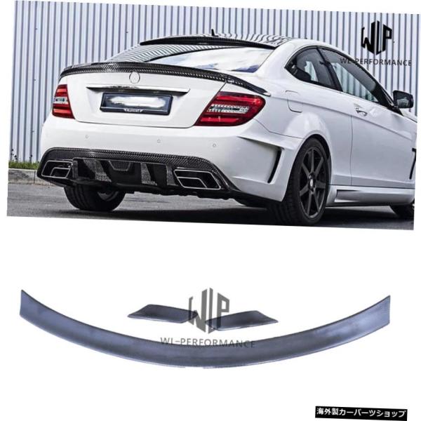 W204スリーピースカーボンファイバーリアスポイラーウィングメルセデスベンツcクラスカーボディキット2007-up W204 Three Piece Carbon Fiber Rear Spoiler Wings Car Styling f...