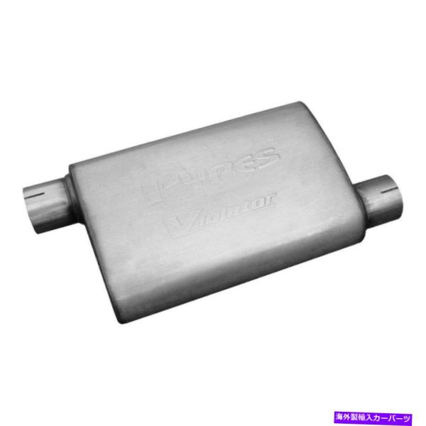 マフラー Pypes Violator Series 409排気マフラーSSグレーエキゾーストマフラー2.5 "オフセット Pypes Violator Series 409 Exhaust Muffler SS Gray Exhaust ...