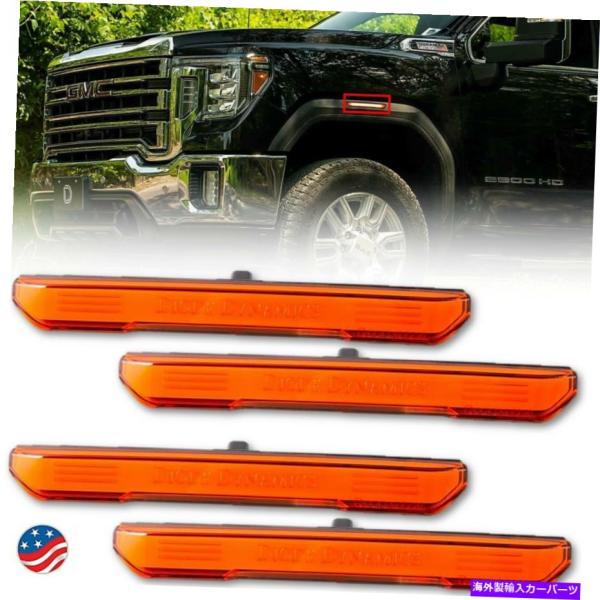 サイドマーカー ダイオードダイナミクスアンバーLEDサイドマーカーレンズ2020-2022 GMC Sierra HD 2500/3500 Diode Dynamics Amber LED Sidemarker Lenses for 202...