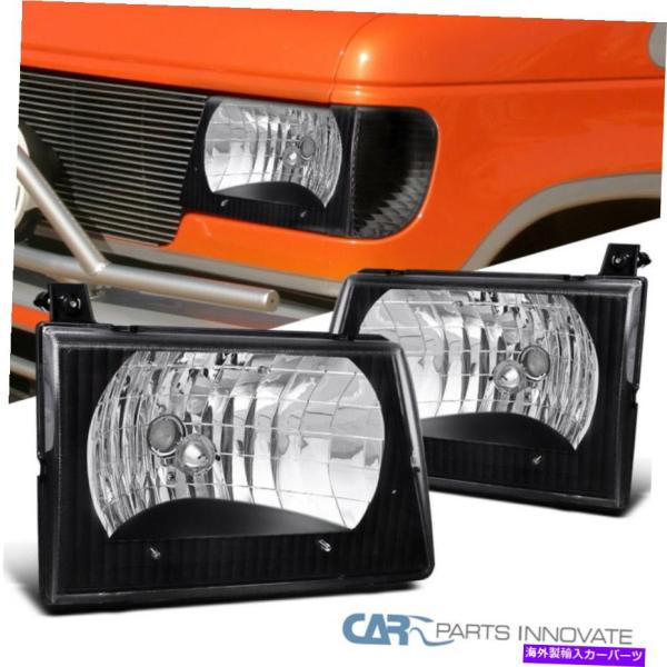 USヘッドライト 92-07フォードE150 E250 E350 E450 E450 ECONOLINE VAN BLKヘッドライトランプ左+右 For 92-07 Ford E150 E250 E350 E450 Econoline Va...
