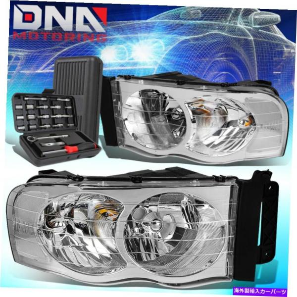 USヘッドライト 2002-2005のDodge RAM 1500/2500/3500 Chromeクリアコーナーヘッドライトランプ+ツール FOR 2002-2005 DODGE RAM 1500/2500/3500 CHROME CLE...