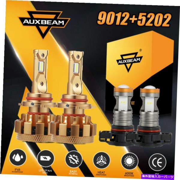 USヘッドライト Auxebam 9012 5202 LEDヘッドライトフォグライトJeep Cherokee 2014 2015コンボバルブ AUXEBAM 9012 5202 LED Headlight Fog Light For Je...