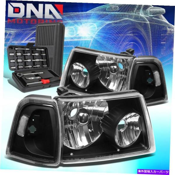USヘッドライト 2001-2011フォードレンジャートラックの黒クリア信号ヘッドライトヘッドランプ+ツール FOR 2001-2011 FORD RANGER TRUCK BLACK CLEAR SIGNAL HEADLIGHT HEAD...
