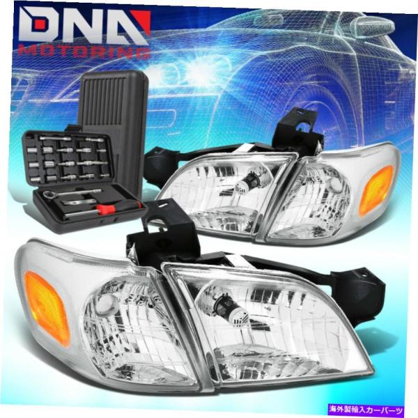 USヘッドライト 1997年から2005年のシボーベンチャーユーロクローム琥珀側ヘッドライトヘッドランプ+ツール FOR 1997-2005 CHEVY VENTURE EURO CHROME AMBER SIDE HEADLIGHTS H...