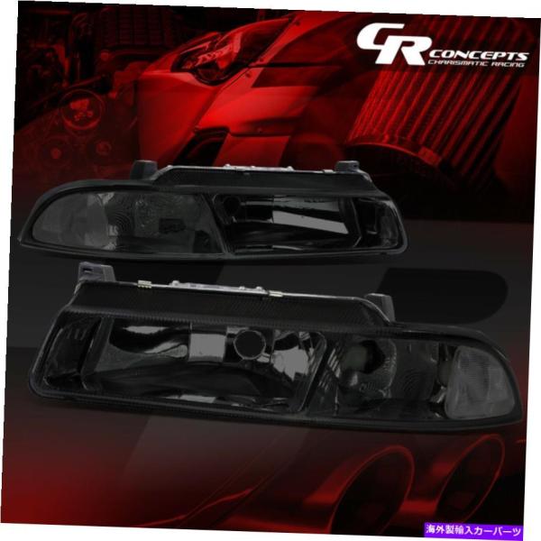 USヘッドライト 95-00 CRYSLER / DODGE CIRRUS / STRATUS用のペアスモーククリアコーナーヘッドライトLH + RH PAIR SMOKED CLEAR CORNER HEADLIGHTS LH+RH FO...