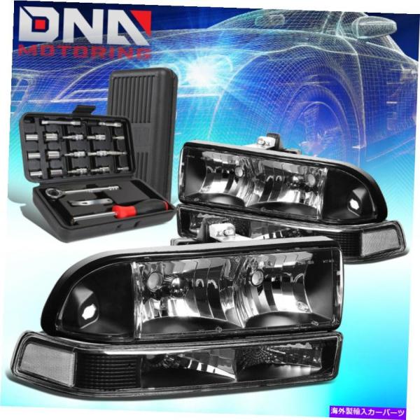 USヘッドライト 1998年から2004年のシボレーS10ピックアップブレザーヘッドライトバンパーランプ+ツールブラック/クリア FOR 1998-2004 CHEVY S10 PICKUP BLAZER HEADLIGHT BUMPER ...