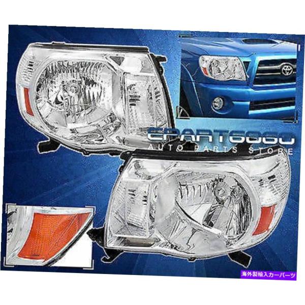 USヘッドライト 05-11タコマ交換の運転ヘッドライトランプ左+右Chrome琥珀色 For 05-11 Tacoma Replacement Driving Headlights Lamps Left+Right Chrome Amber