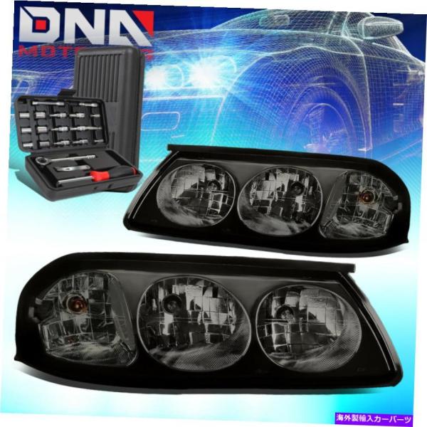 USヘッドライト 2000-2005のシボレーインパラLS / SSスモークサイドヘッドライトヘッドランプ+ツール FOR 2000-2005 CHEVY IMPALA LS/SS SMOKED CLEAR SIDE HEADLIGHTS ...