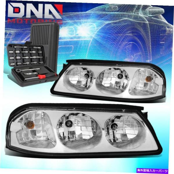USヘッドライト 2000-2005のシボレーインパラLS / SSクロームクリアサイドヘッドライトヘッドランプ+ツール FOR 2000-2005 CHEVY IMPALA LS/SS CHROME CLEAR SIDE HEADLIGH...
