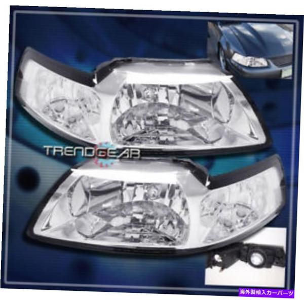 USヘッドライト 99-04フォードマスタングクリスタルヘッドライトランプクローム00 01 02 03 GT SVT COBRA 2DR 2D 99-04 FORD MUSTANG CRYSTAL HEADLIGHT LAMP CHROM...
