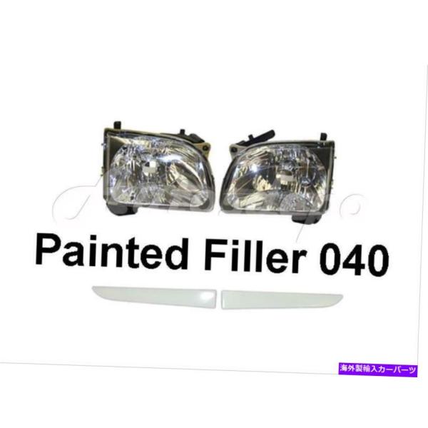 USヘッドライト 喘ぎのあるヘッドライト040ホワイトのフィラー4PCSはTacoma 2001-2004に合っています Headlight With Pained 040 White Lower Filler 4pcs Fits Taco...