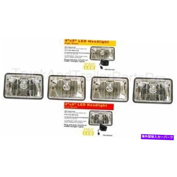 USヘッドライト 4 "x 6" 4ランプLED High / Low Integrated Systemが置き換えられましたH4656とH4651 Complete 4" x 6" 4 Lamp LED High/Low Integrat...