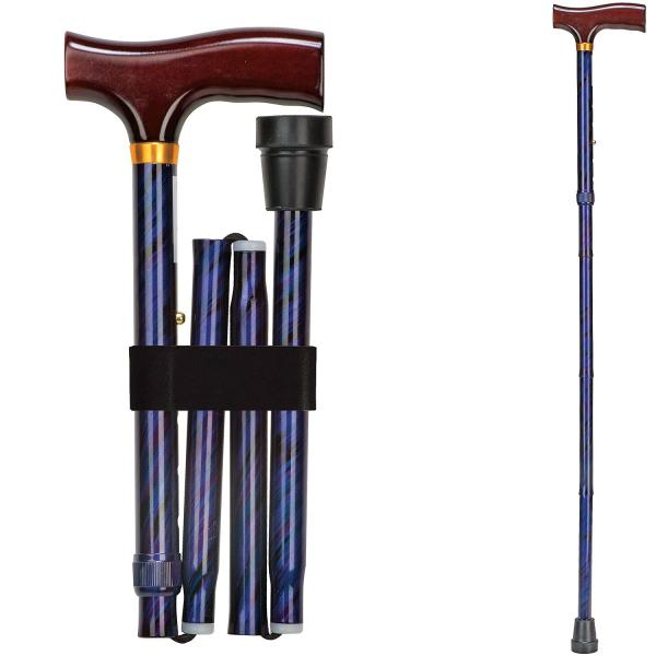 商品名: Duro-Med Adjustable Folding Fancy Cane with Derby Top Wood Handle and Rubber Tips, Blue Cyclone by Duro-Med DMI Des...