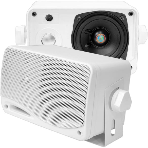 商品名: Pyle PLMR24 200W 3.5 inch 3-Way Weather Proof Marine Mini Box Speaker System Pair - White Pyle 3-Way Weatherproof O...