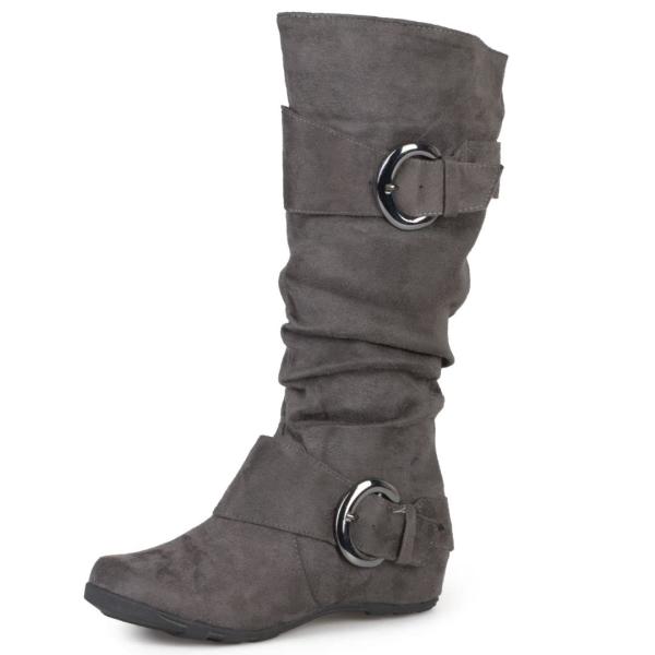 商品名: Journee Collection レディース ジェスター ミッドカーフ ライディングブーツ 隠しウェッジヒール, グレー, 7 Journee Collection Women's Jester Mid Calf Riding...