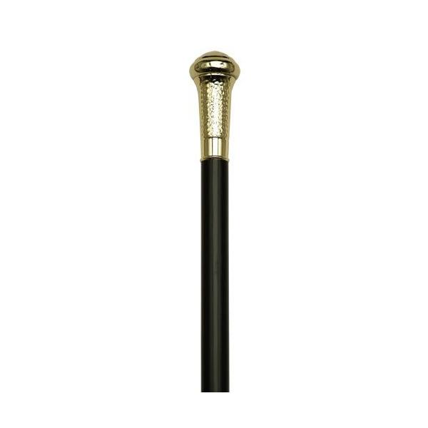 商品名: Walking Cane - Gold Men's straight formal cane with 3 high cap, black wood shaft, 36 long with rubber tip. Cap is i...