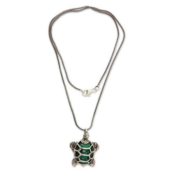 商品名: Novicaターコイズ。925スターリングシルバーペンダントネックレス、17.25 " ' Chelonia Turtle ' NOVICA Handmade .925 Sterling silver Pendant Neckla...