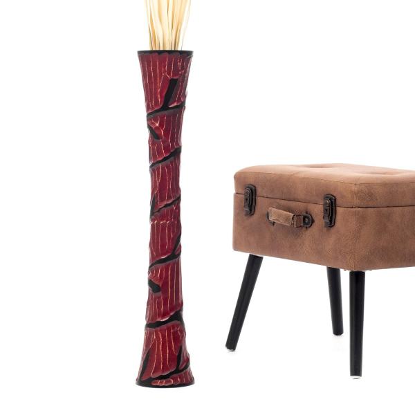 商品名: Leewadee背の高い大きな床の家の装飾のための永続的な花瓶、5 x 30インチ、木、赤 Leewadee Large Red Home Decor Floor Vase ? Wooden 28 inches Tall Farm...