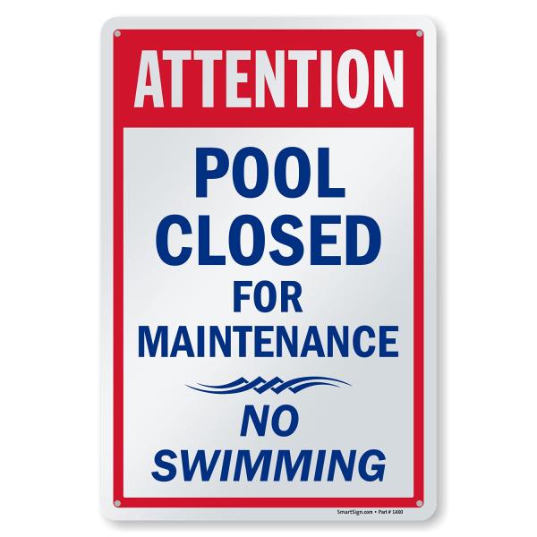商品名: SmartSign-K-2377-PL "注意 - Pool Closed For Maintenance, No Swimming" サイン | 10インチ x 15インチ プラスチック、白地にブルー/レッド SmartSign...