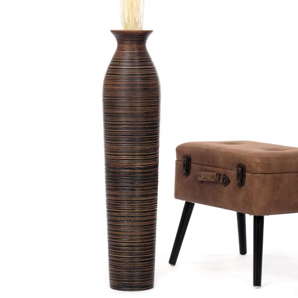 商品名: Decorative Tall Floor Vase - Wood - Height 90cm (brown) LEEWADEE Large Floor Vase ? Handmade Flower Holder Made of ...