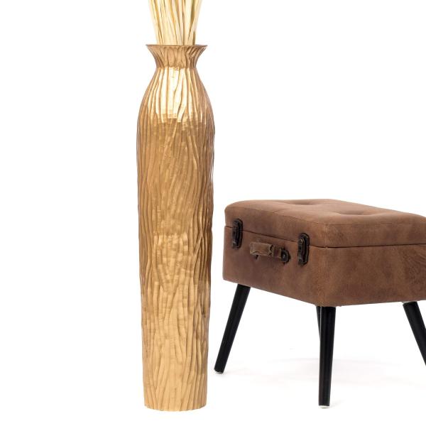 商品名: Leewadee 背の高い大型床立花瓶 ホームデコ マンゴーウッド ゴールド 36 inches ゴールド 4250587612448 LEEWADEE Large Floor Vase ? Handmade Flower Hol...