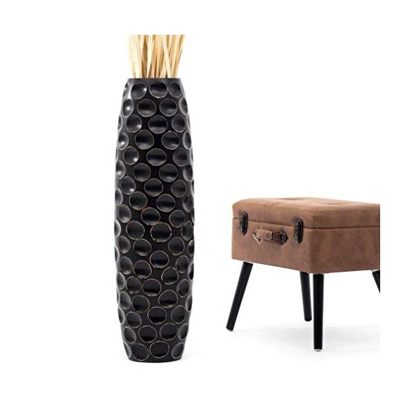 商品名: Leewadee 背の高い大型床立花瓶 ホームデコ マンゴーウッド ブラック 36 inches ブラック 4250587614749 Leewadee Large Black Home Decor Floor Vase ? Wo...