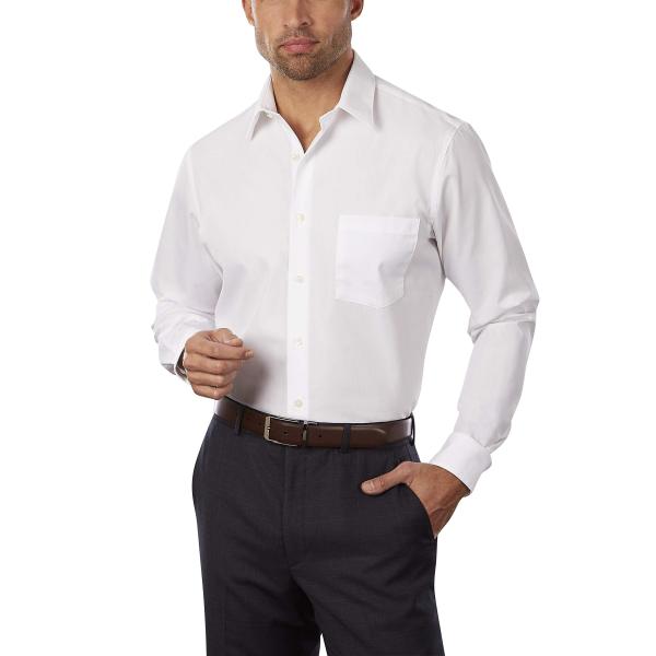 商品名: Van Heusen Men's Poplin Fitted Solid Point Collar Dress Shirt, White, 18.5" Neck 32"-33" Sleeve Van Heusen Men's Dr...