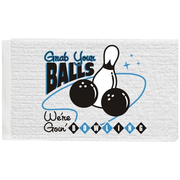 商品名: Grab Your Balls We're Going Bowling Towel Moxy Bowling Products Grab Your Balls We're Going Bowling Towel white, 6 ...