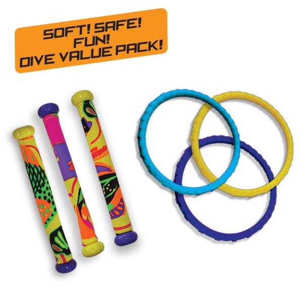 商品名: Diving Masters パワーパック プールダイビング おもちゃ (3 - Dizzy Dive Ring / 3 - Fabric Dizzy Dive Tube ) (色は様々) Prime Time Toys Divi...