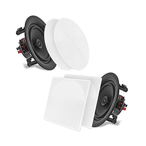 商品名: 5.25'' In-Wall/In-Ceiling Dual Speakers (Pair) - 2-Way Woofer Speaker System 1/2” Polymer Tweeter Flush Mount w/ 80...