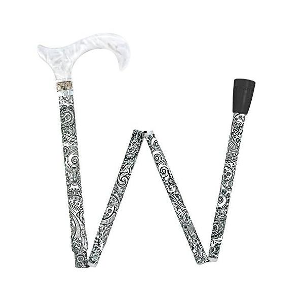 商品名: Pearlz Designer 折りたたみ式トラベルケーン (ホワイト) Royal RC Canes Stylish Walking Sticks ? Rhinestone Pearlz Designer Folding Adj...