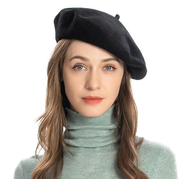 商品名: [ZLYC] ウール ベレー帽 フリーサイズ レディース (ブラック) ZLYC Wool French Beret Hat Solid Color Beret Cap for Women Girls (Black)ブランド: Z...