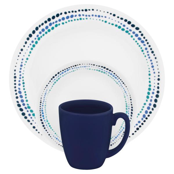 商品名: Corelle ディナーウェア16点セット スクエア ラウンド ホワイト 1119404 Corelle Livingware 16-Piece Dinnerware Set, Ocean Blues, Service for 4...