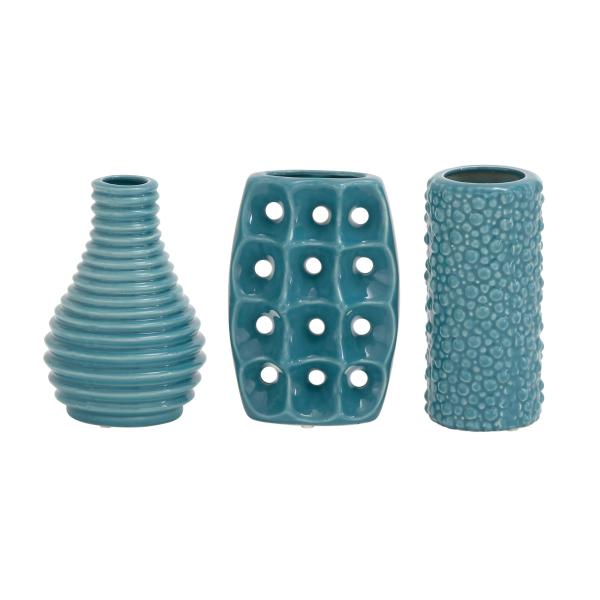 商品名:  Deco 79 92575 Ceramic Vase 3 Assorted 5""W, 8""H", blueブランド: Deco 79商品サイズ: 3 PIECES SMALL SIZE高さ: 14.732cm横幅: 21.5...