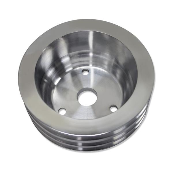 商品名: DEMOTOR PERFORMANCE 光沢トリプルグルーブ ロングウォーターポンプ LWP クランクプーリー SBCスモールブロックシボレー用 DEMOTOR PERFORMANCE Satin Triple Groove Lo...