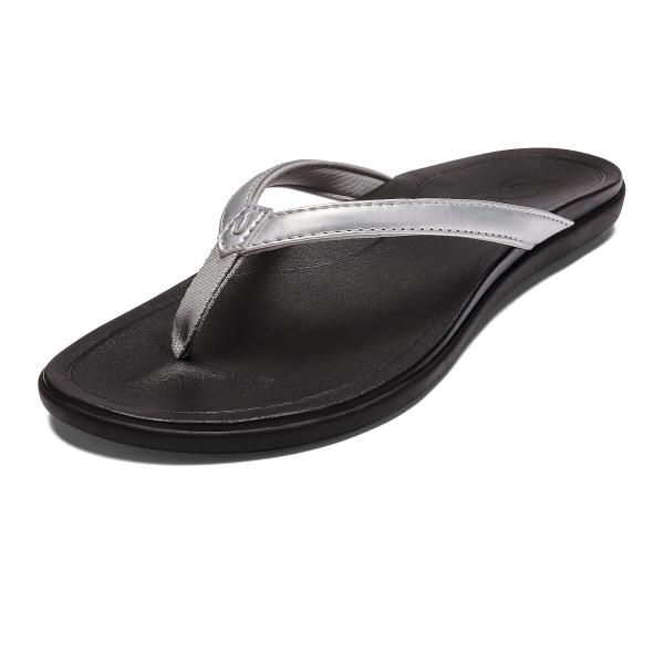 商品名: [オルカイ] サンダル 20290 Silver×Charcoal US 7(24cm) OLUKAI Ho'opio Leather Women's Beach Sandals, Full-Grain Leather Flip-...