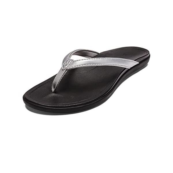 商品名: OluKai Ho'opio Leather Sandal - Women's Silver/Charcoal 11 OLUKAI Ho'opio Leather Women's Beach Sandals, Full-Grain...