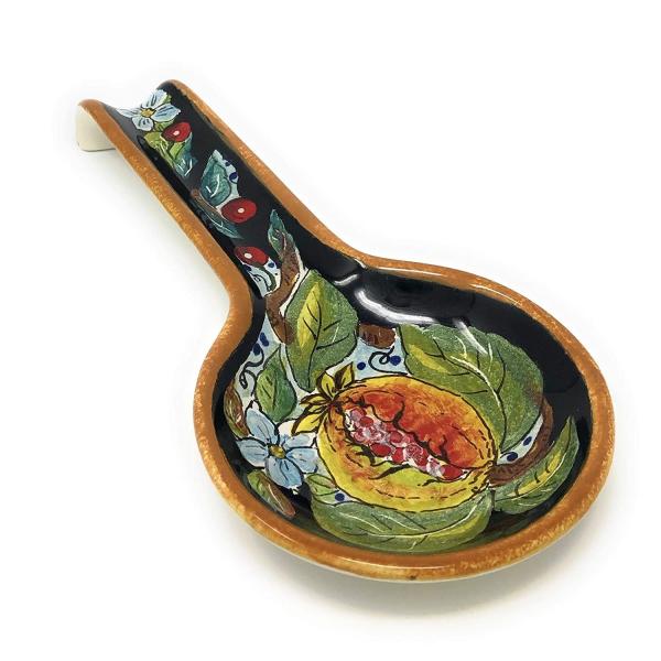 商品名:  CERAMICHE D'ARTE PARRINI - Italian Ceramic Spoon Rest Holder Decorated Pomegranates Pottery Art Hand Painted Made ...