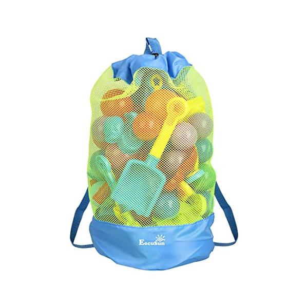商品名: EocuSun　Lサイズメッシュビーチトートバック　丈夫な砂回避・紐付きビーチバックパック　水泳・プールおもちゃ保管バック・パック、砂や水が入りません、おもちゃは含まれません ECWJ-16 EocuSun Large Mesh ...