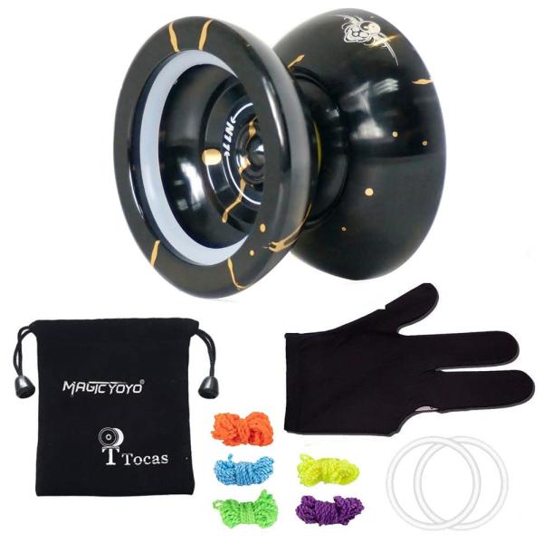 商品名:  MAGICYOYO Professional Unresponsive Yoyo N11 Alloy yoyo Metal YoYo Ball Bearings with Bag+Glove+5 Strings (Black w...