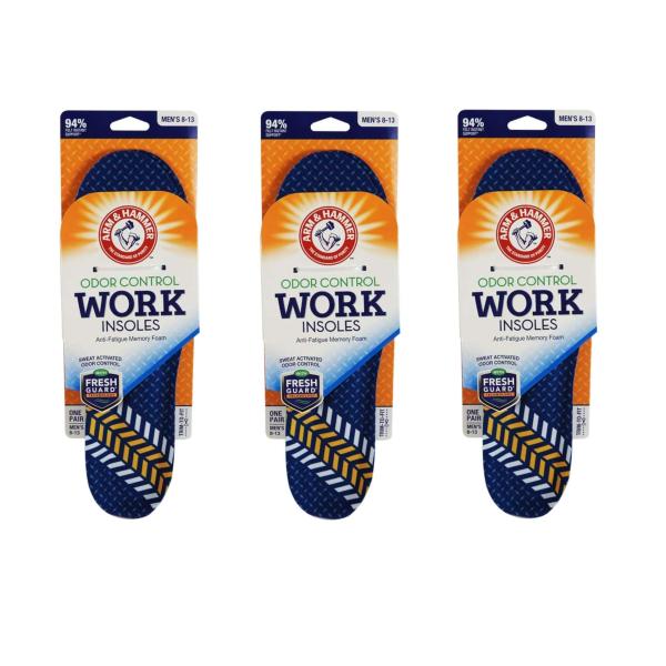 商品名:  Arm &amp; Hammer Memory Foam Work Insoles, Men's Sizes 8-13, 1 Pair (3 Pack)ブランド: Arm &amp; Hammer商品サイズ: 3 Pair (P...