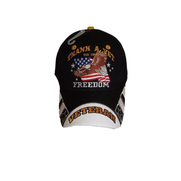 商品名: Thank a Vet for Your自由Veteran Eagle Flagブラック刺繍ボールキャップ帽子 Thank A Vet For Your Freedom Veteran Eagle Flag Embroidered...