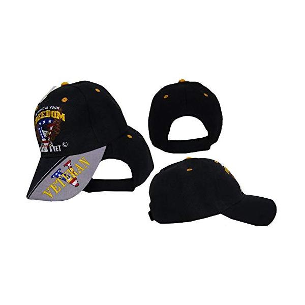 商品名: If You Love Your自由Thank a Vet Veteranブラック刺繍ボールキャップ帽子 If You Love Your Freedom Thank A Vet Veteran Black Embroidered...