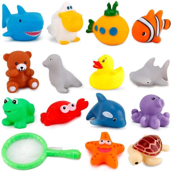 商品名:  15 PCS Ocean Animals Rubber Bath Toy Water Squirters with Floating Bathtub Squeeze and Play Soft Sea Creatures anf...