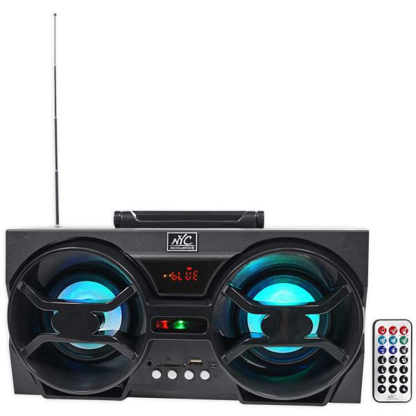 商品名:  NYC Acoustics NPB3 Dual 4" Portable Bluetooth Boombox Speaker+USB/SD/LED+Remote, Blackブランド: NYC Acoustics高さ: 36.06...