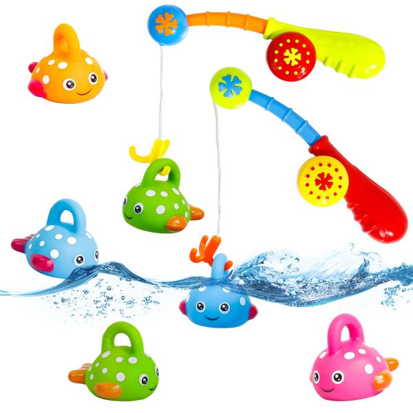 商品名: Bath Toys Set for Kids Toddler Shower Fishing Game Bathtub Water Toy Colorful Floating Fish with Hook Pole Baby Fun...