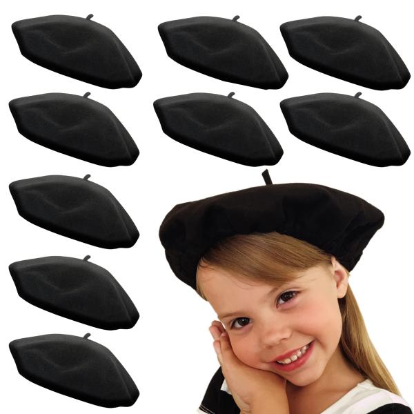 商品名: ベレー帽パーティー帽子、バルクロットの10 ONE SIZE FITS ALL ブラック BR Picki Nicki Beret Hats for Women and Kids Black French Berets Bulk ...