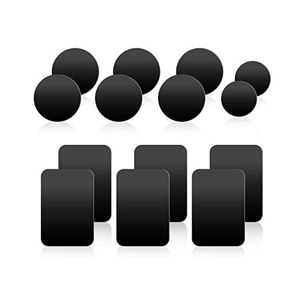 商品名: Ozgoe Happy Bell (14パック) ユニバーサルマウントメタルプレート 接着剤付き すべての磁気カーマウント携帯電話ホルダー クレードルレスエアベントマウント - 長方形と円形 ブラック Ozgoe Happy Be...